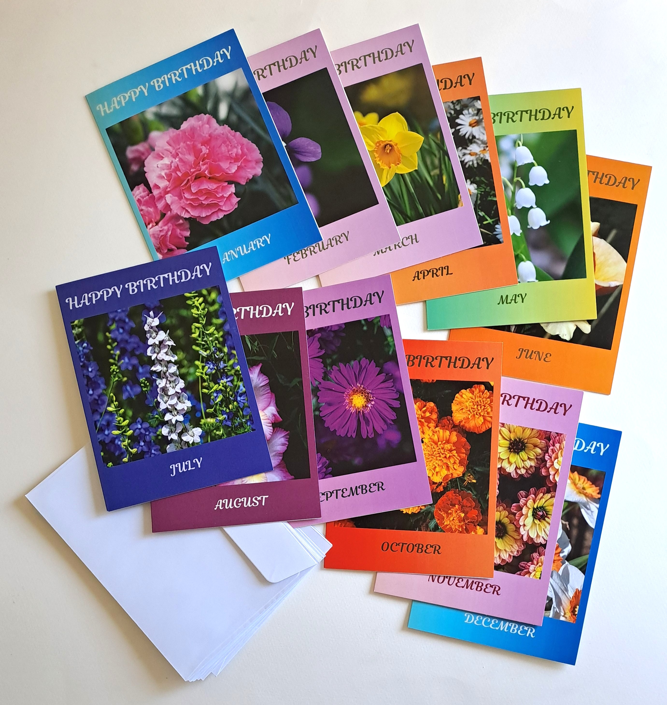 JollityJig - Birth Month Flower Cards